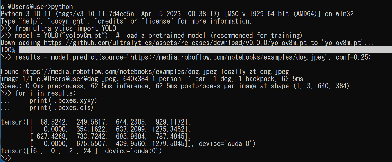 物体検出，物体検出のための追加学習の実行（YOLOv8，PyTorch，Python を使用）（Windows 上）