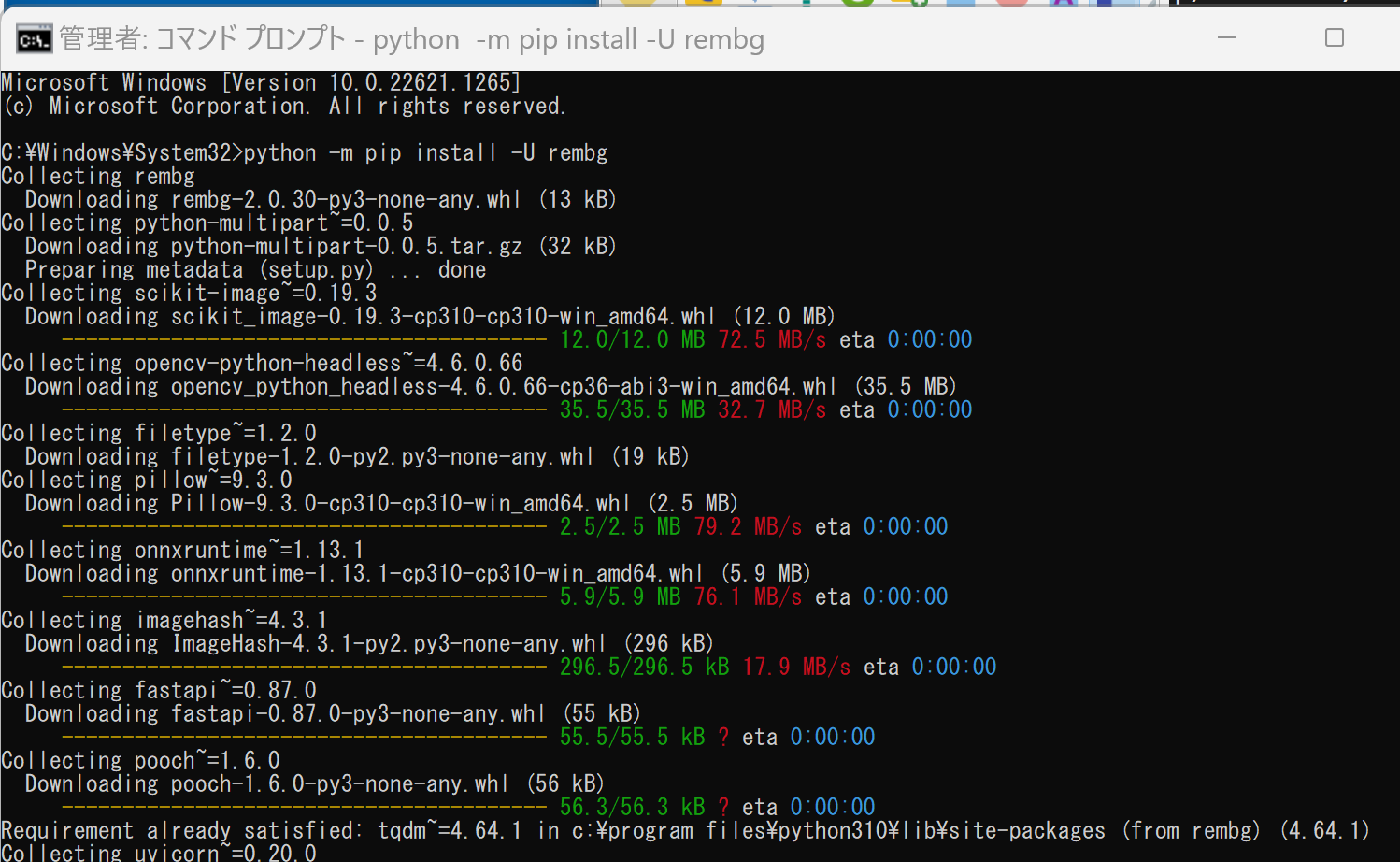 rembg のインストールと動作確認（画像の背景除去）（Python を使用）（Windows 上）